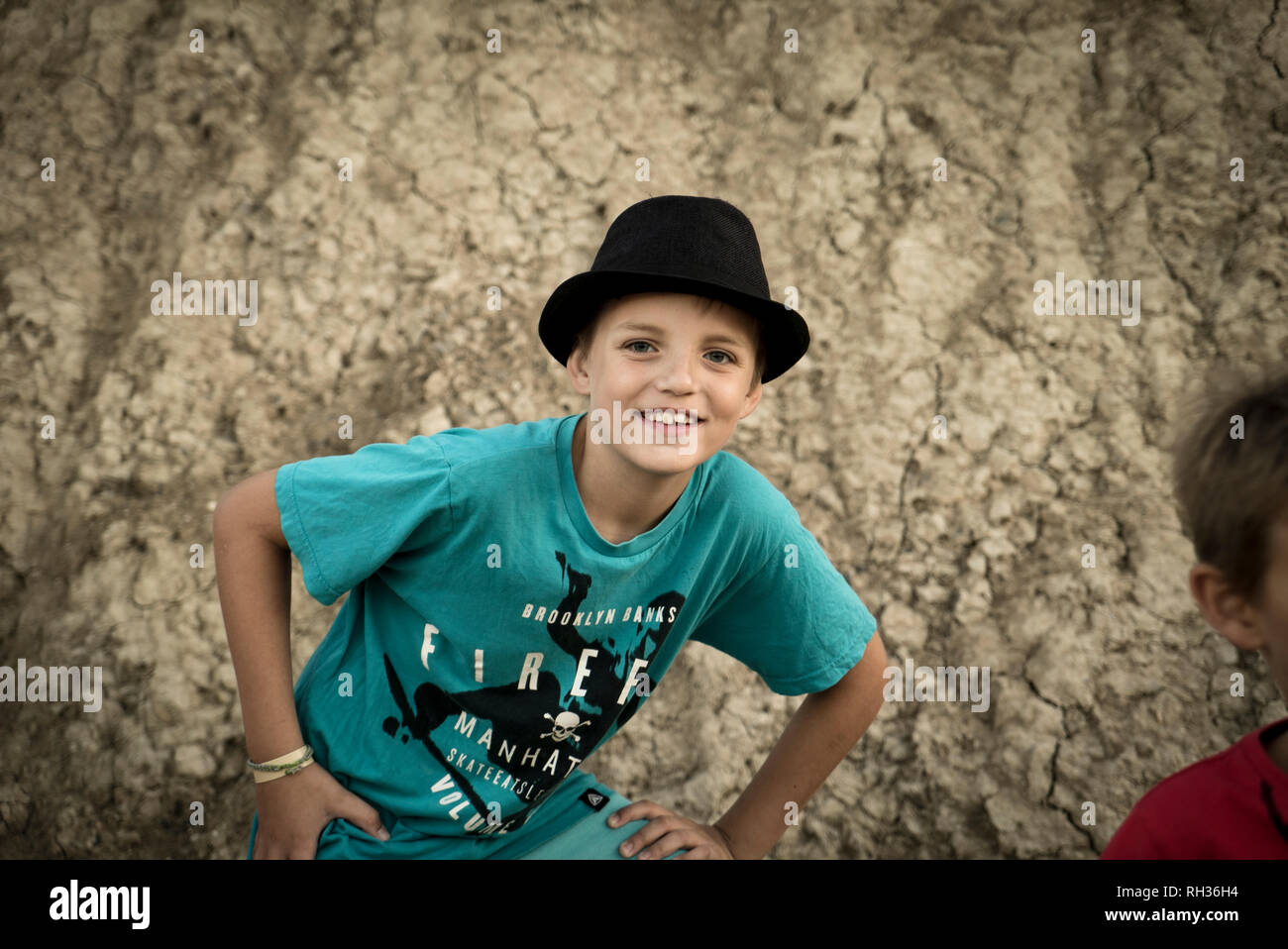 Portrait of boy in hat Stock Photo - Alamy