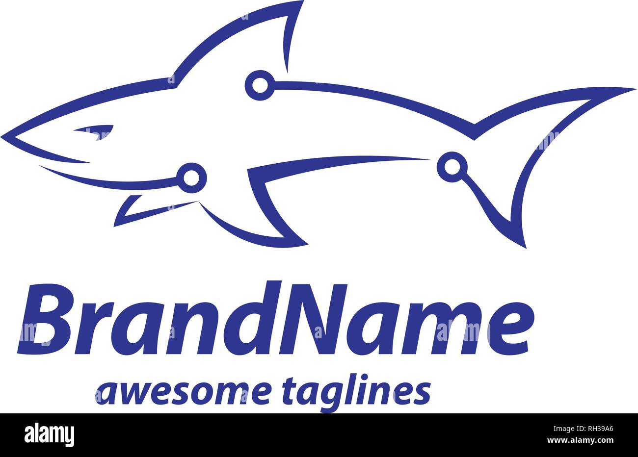 creative tech and shark logo concept, vector shark tech logo concept ...