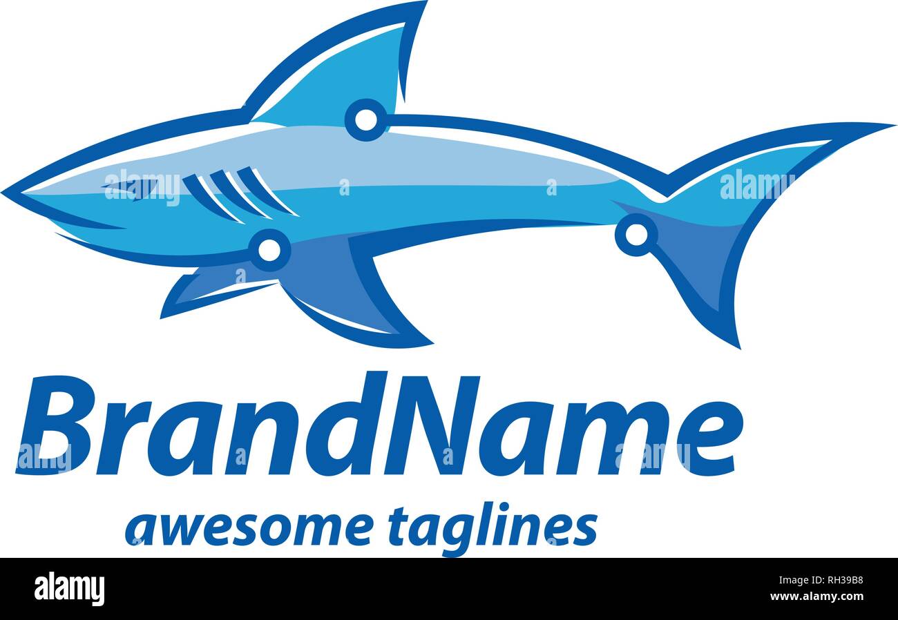 creative tech and shark logo concept, vector shark tech logo concept ...