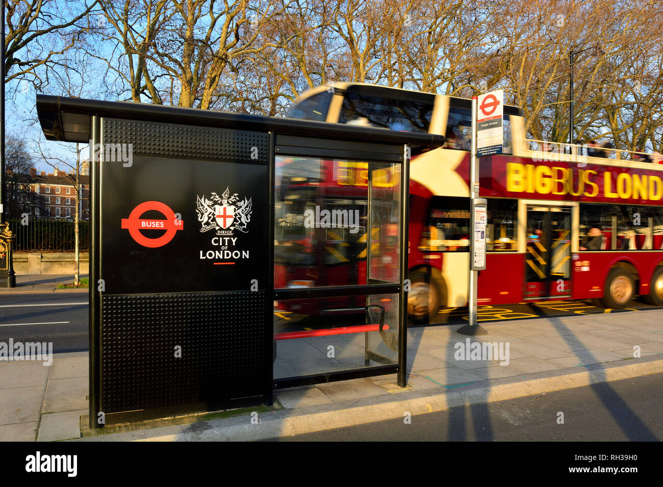 London, England, UK. Bus stop in the City of London (Victoria ...