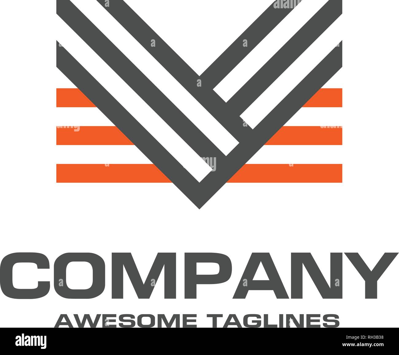 creative capital letter V with geometric three strips logo concept ...