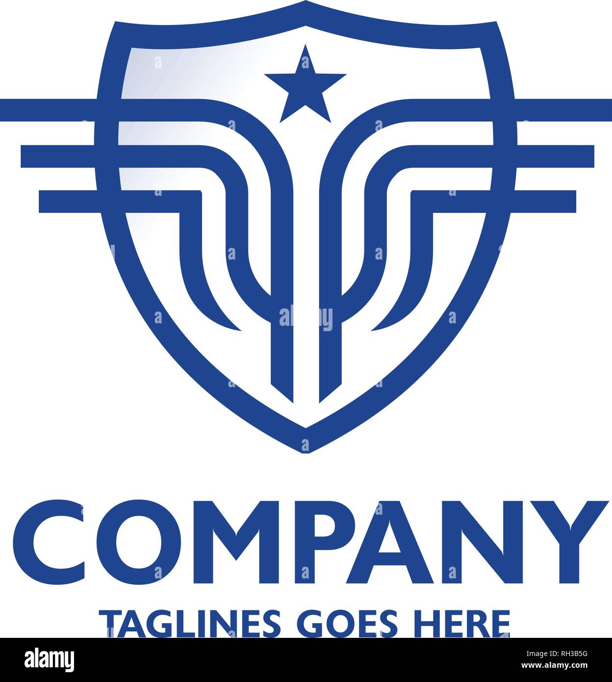 Shield with wings and star linear logo template. Abstract symbol of ...