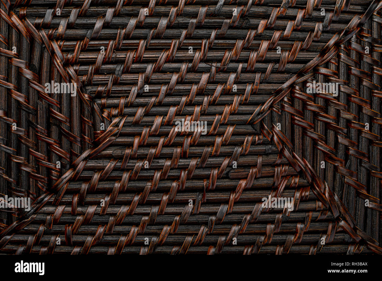 Natural texture of braided wicker of dark color. Horizontal and ...