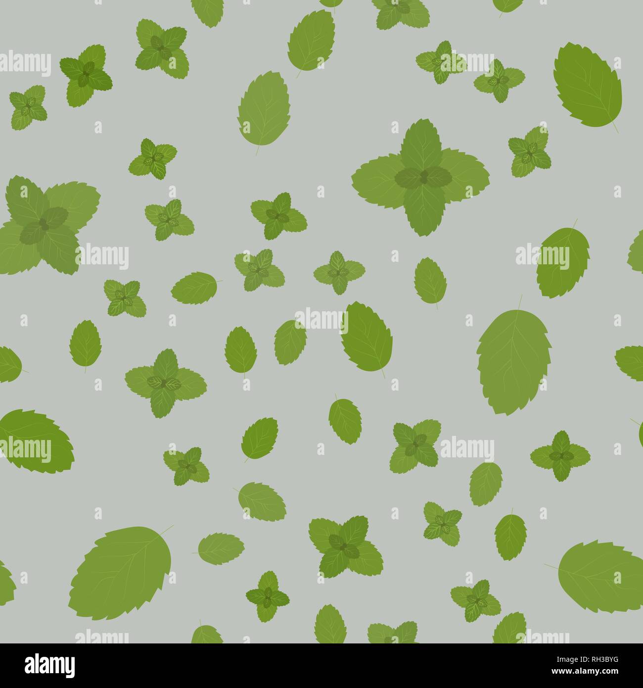 Green eco mint leaf background. Ecology mint seamless pattern design ...