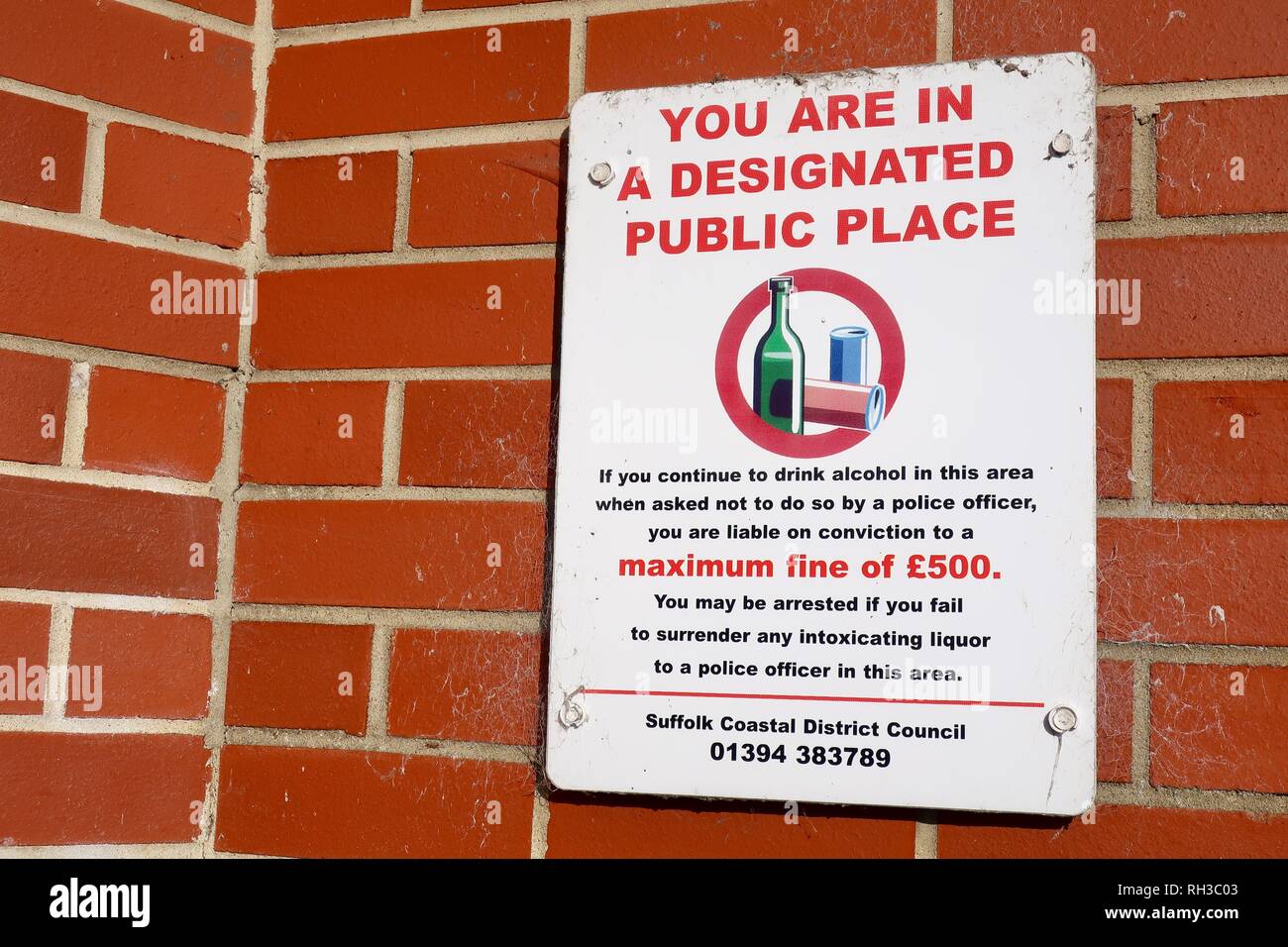 Designated public place. Woodbridge, Suffolk, UK. January 2019 Stock ...