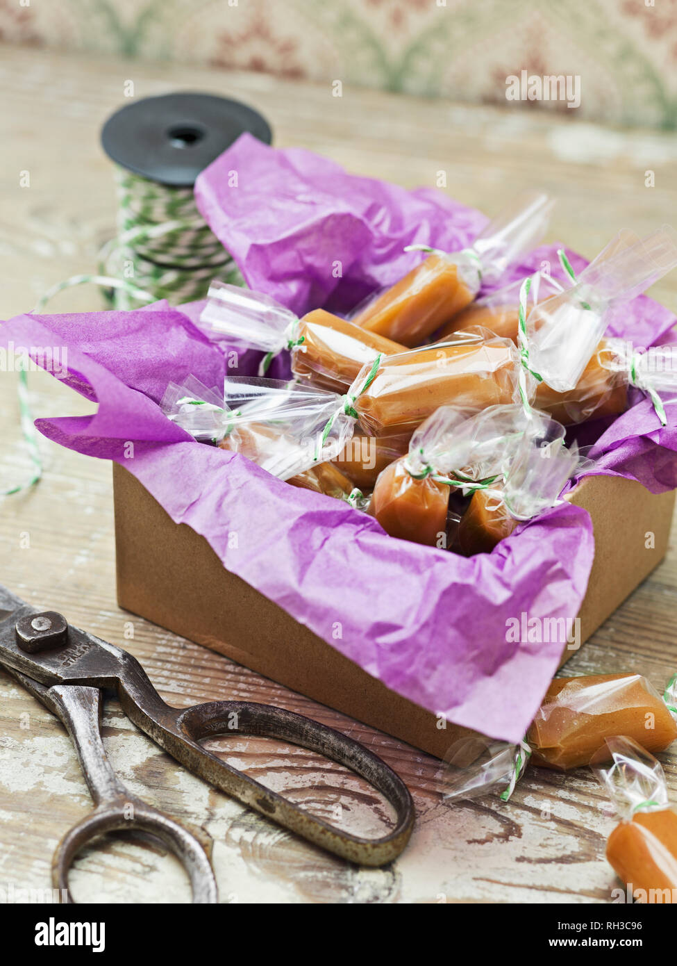 Handmade toffee in box Stock Photo - Alamy