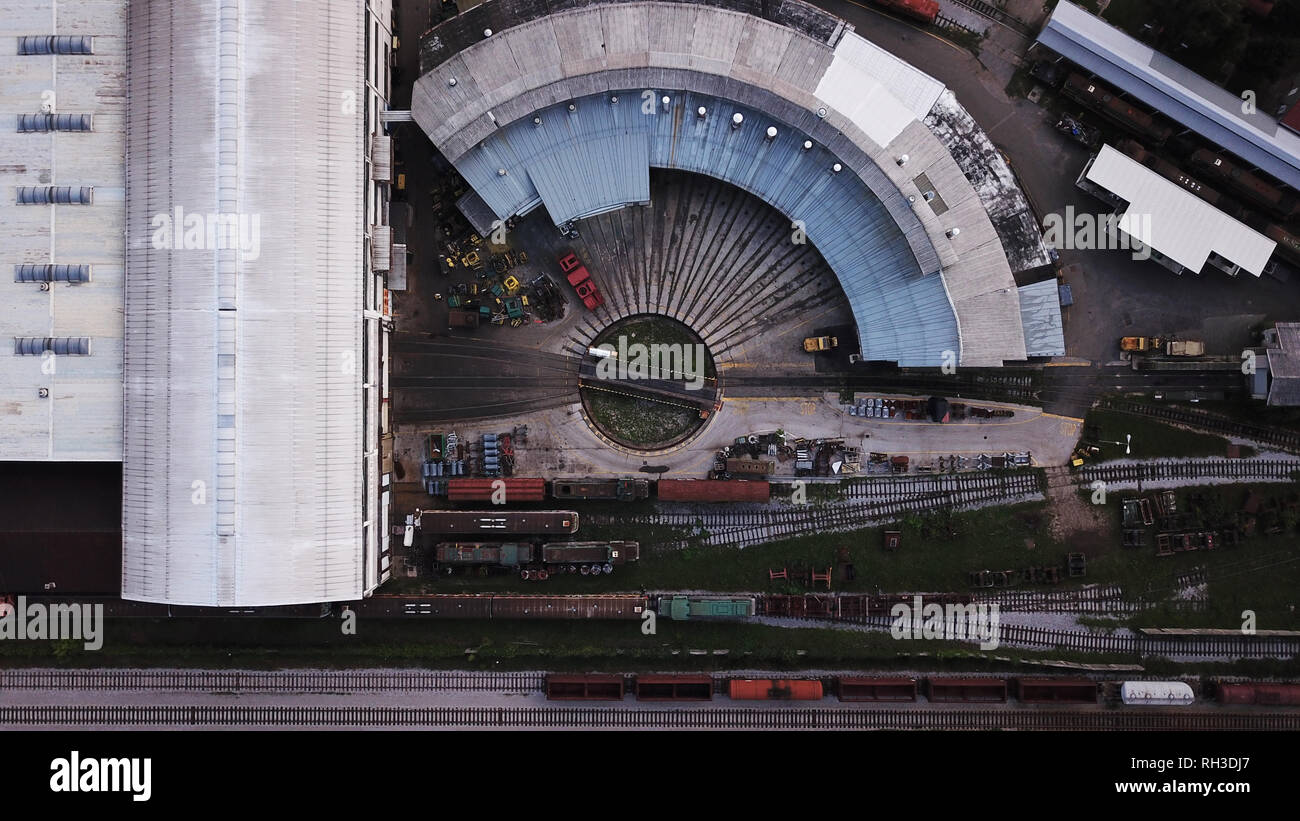 Train workshop from above Stock Photo - Alamy