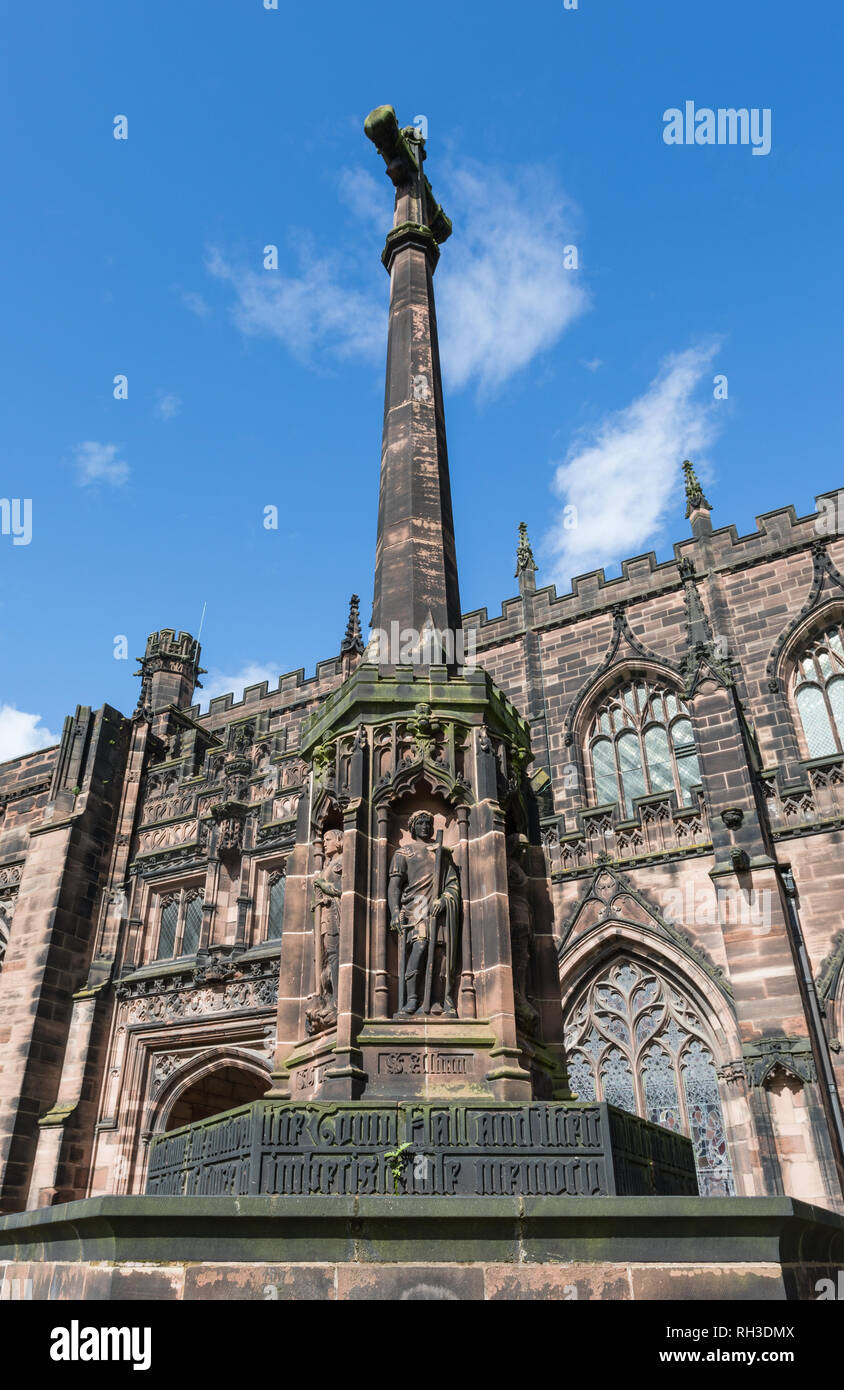 St. Alban statue on the war memorial at Chester Cathedral - Chester ...