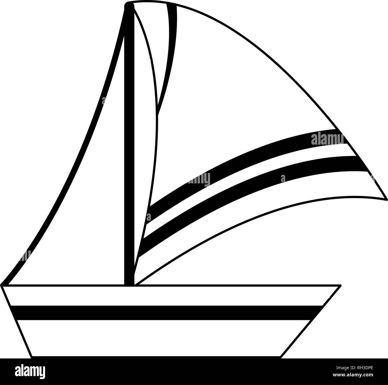 Sailboat boat symbol isolated in black and white Stock Vector Image ...