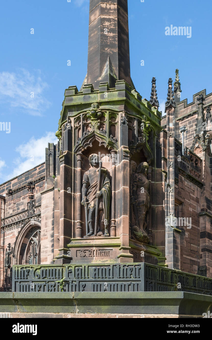 St. Alban statue on the war memorial at Chester Cathedral - Chester ...