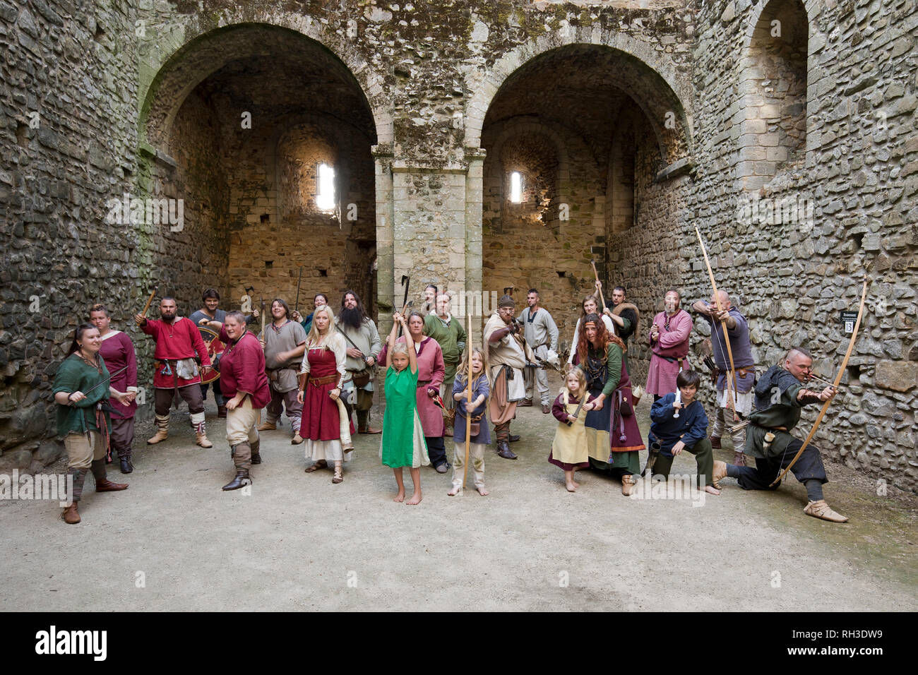 The Saxon and Viking re-enactment group WUFFA in the keep at Castle ...
