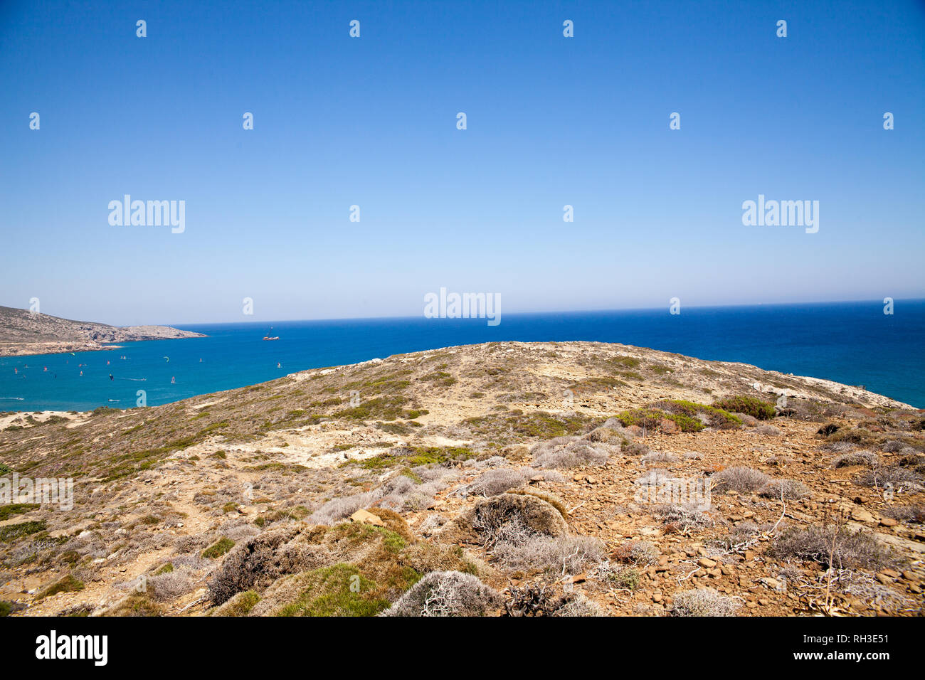 Beach between two seas. Beach between the islands of Rhodes and ...