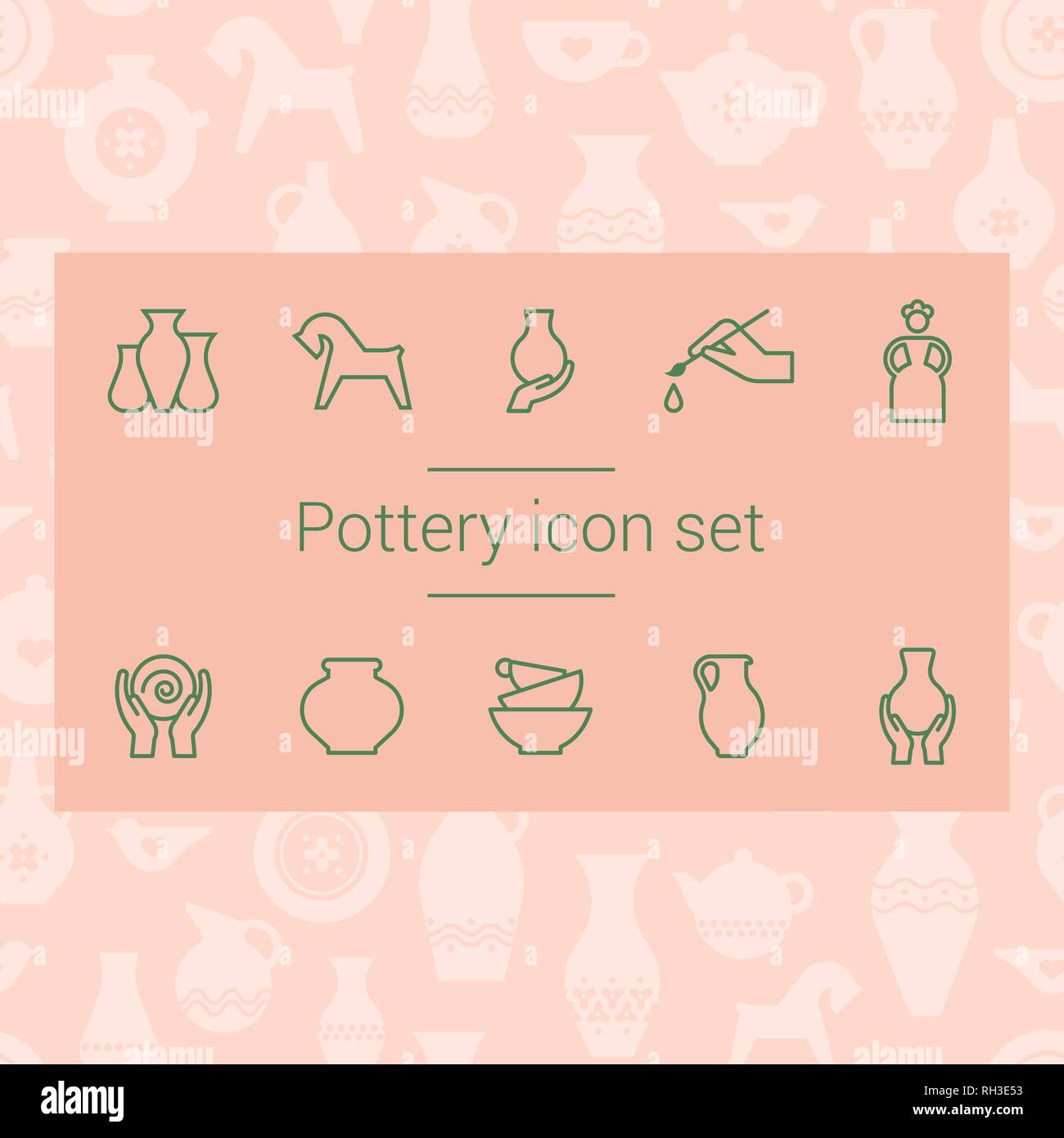 Pottery icon set in vector. Line style icon set Stock Vector Image ...