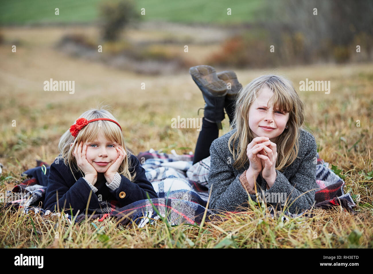 Two girl on meadow hi-res stock photography and images - Alamy