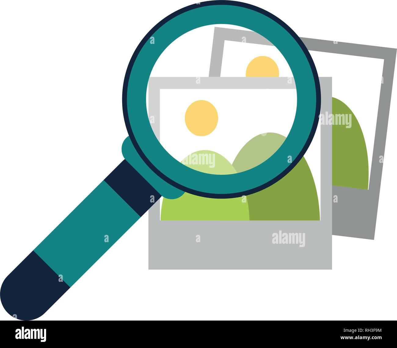Magnifying glass looking pictures symbol Stock Vector Image & Art - Alamy