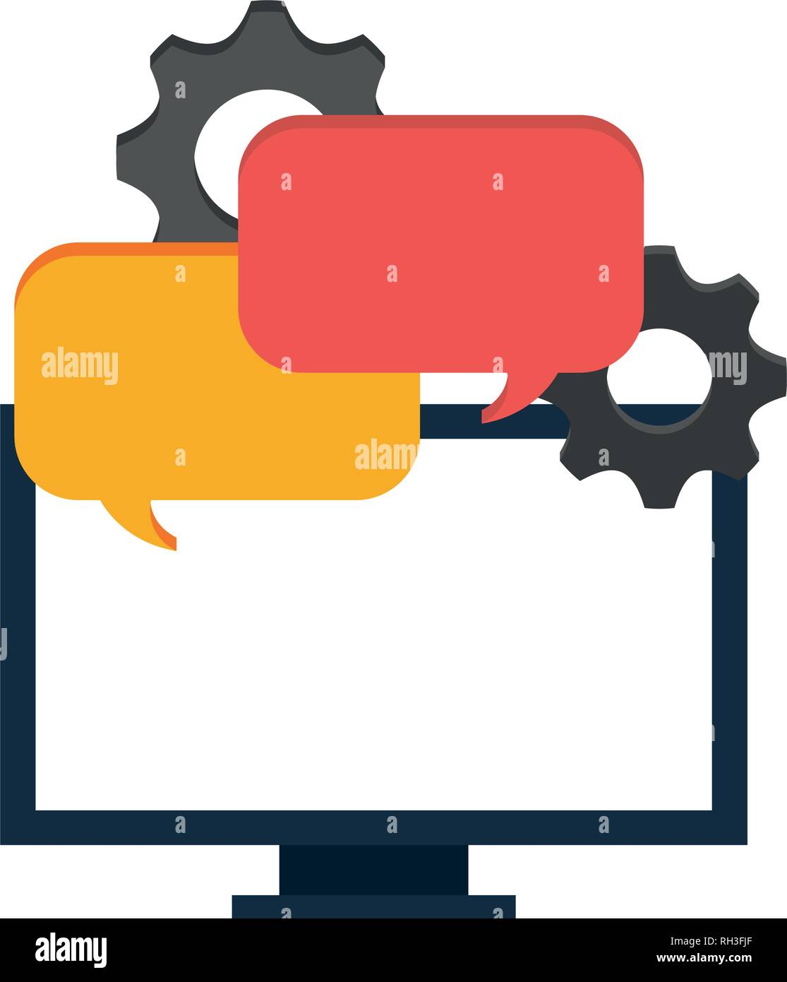 computer with chat bubbles and gears Stock Vector Image & Art - Alamy