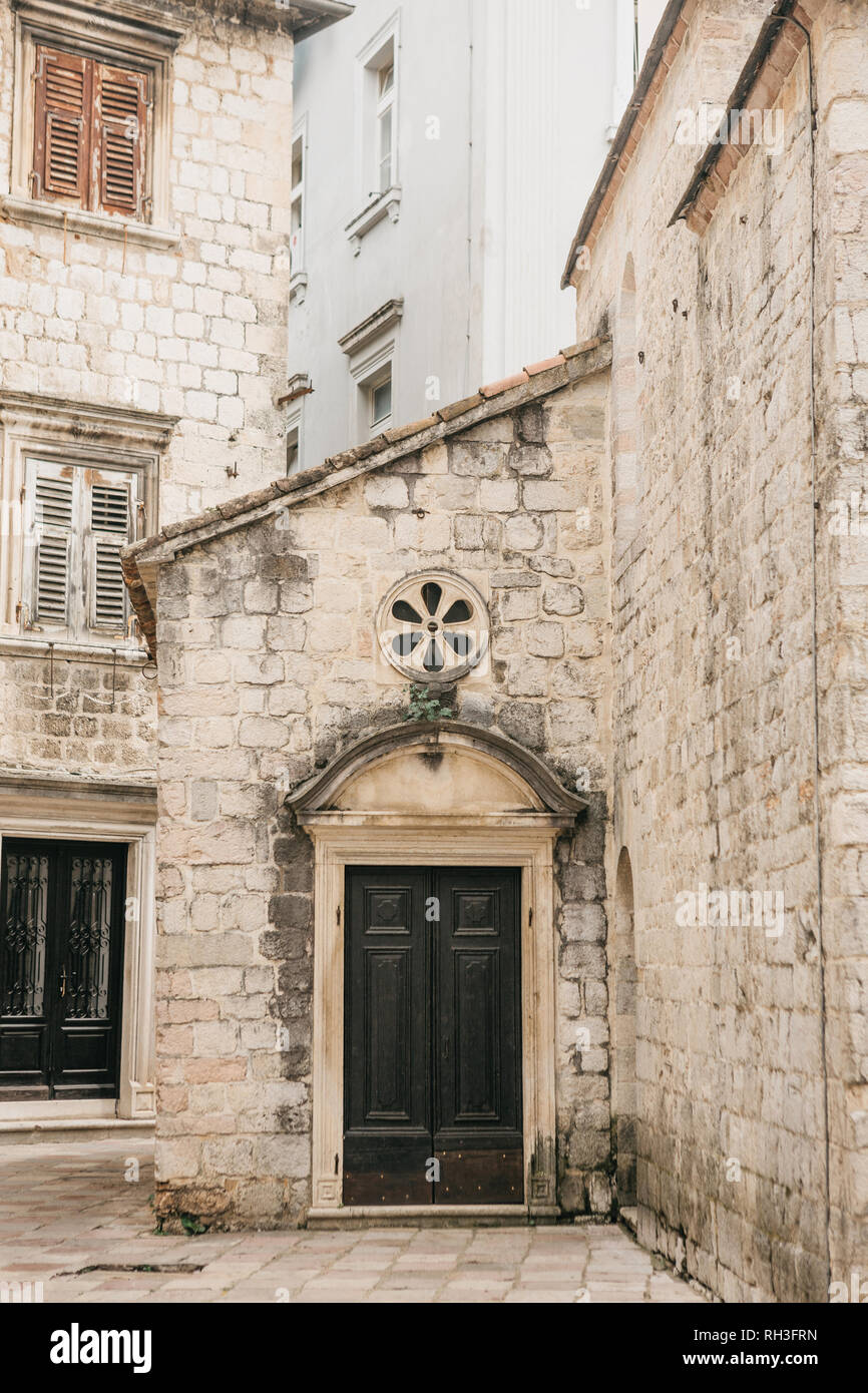 Traditional architecture in the Old Town in Kotor in Montenegro. In the ...