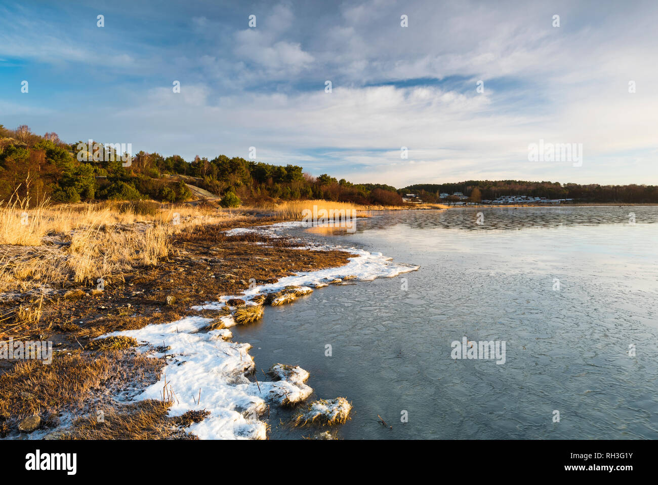 View of seacoast in winter Stock Photo - Alamy