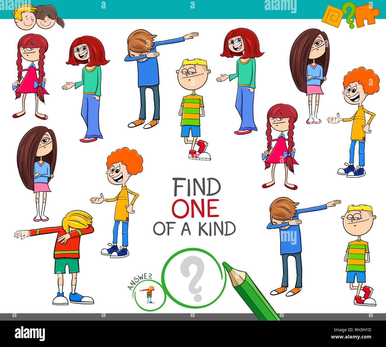 Cartoon boy girl kids one hi-res stock photography and images - Alamy