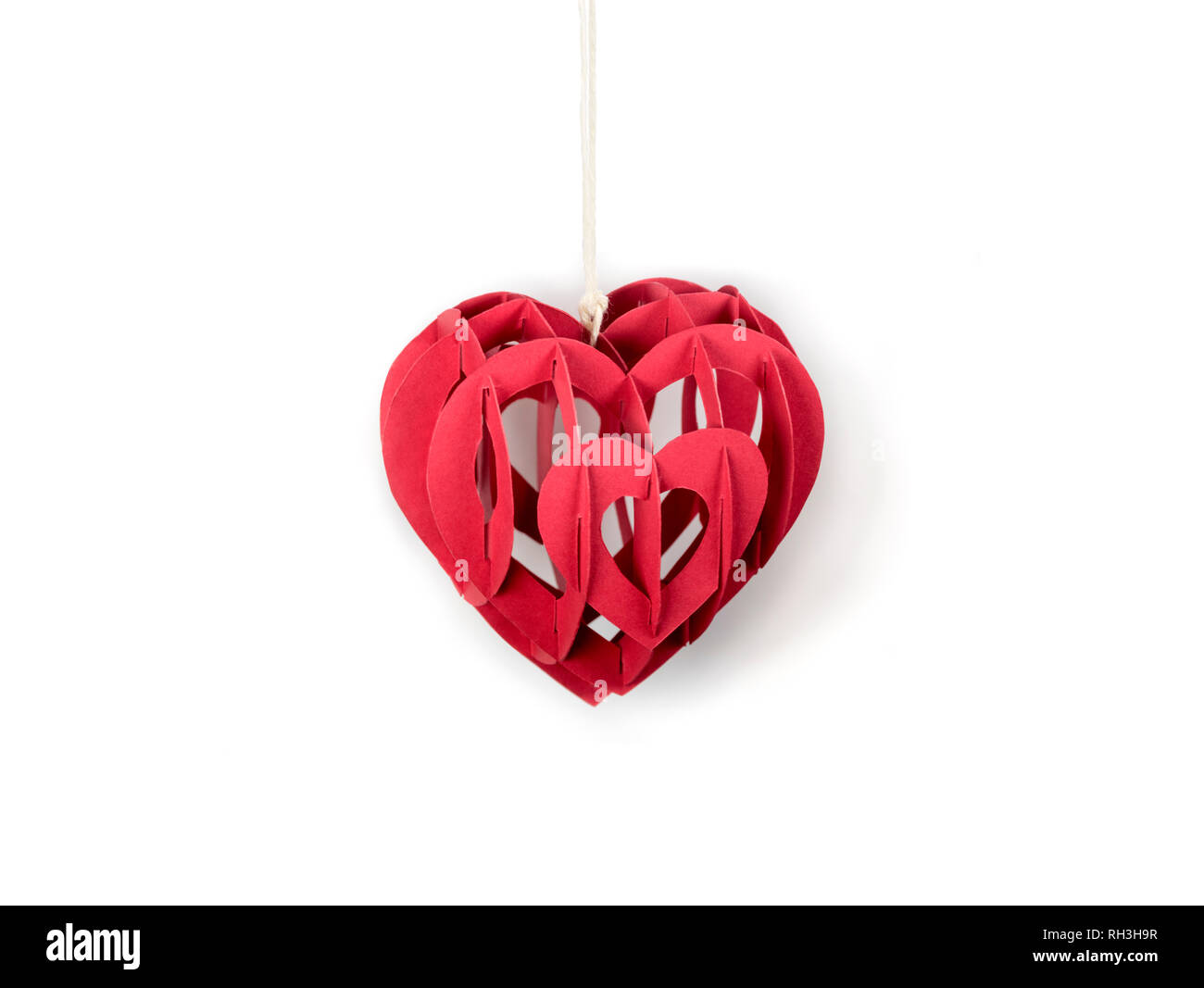 Red 3D paper heart shape on white background. I love you Stock Photo ...