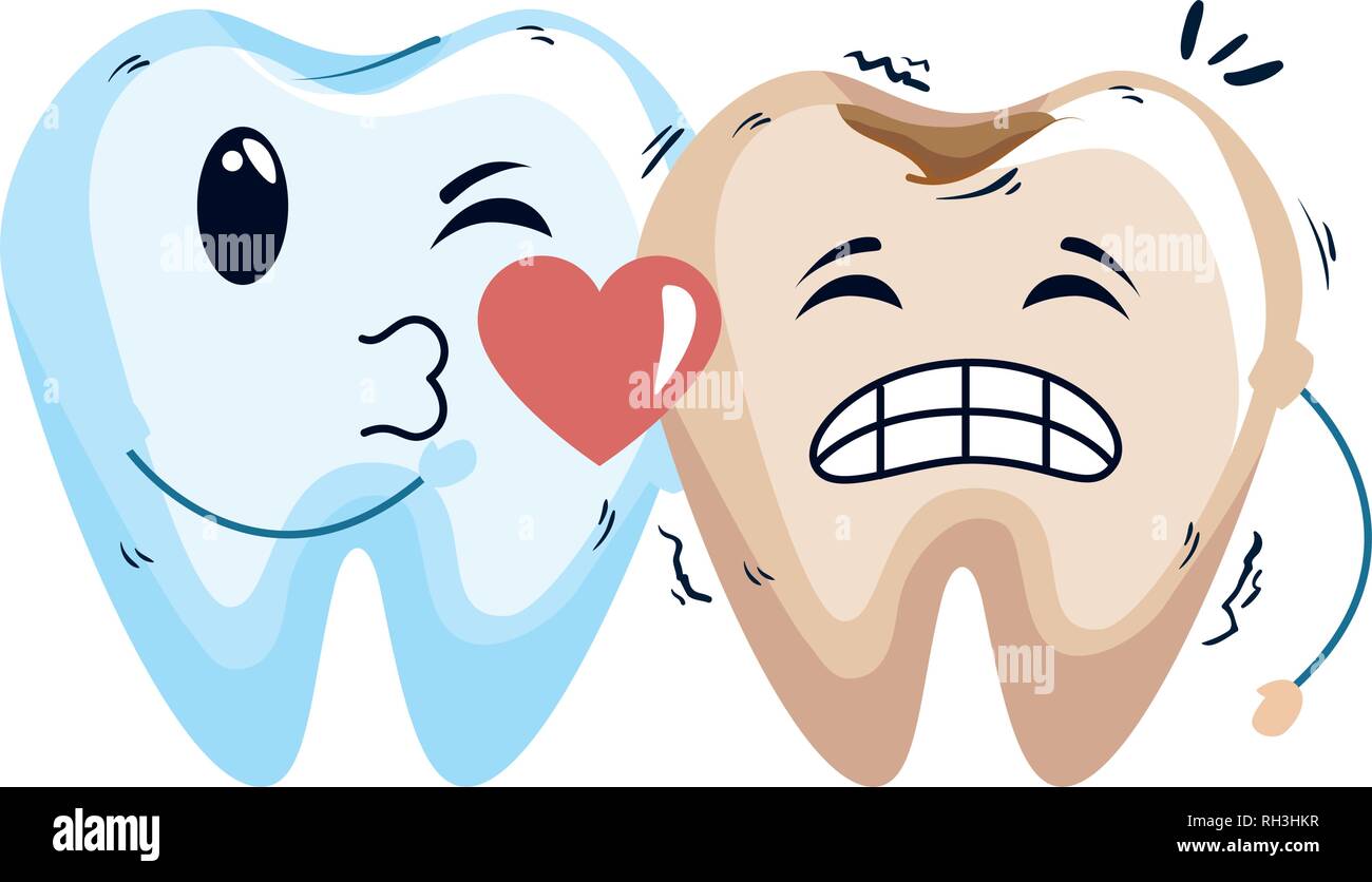 comic teeth couple with heart kawaii Stock Vector Image & Art - Alamy