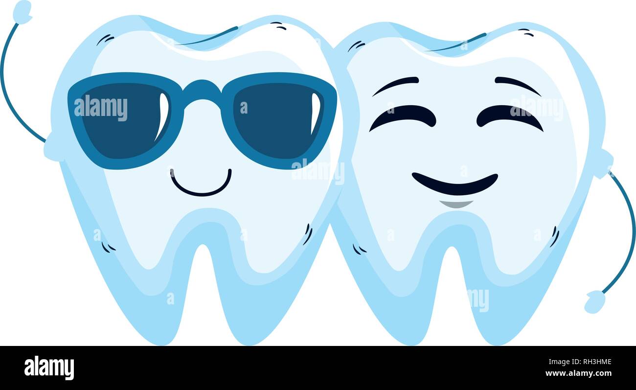 comic teeth couple with sunglasses kawaii Stock Vector Image & Art - Alamy