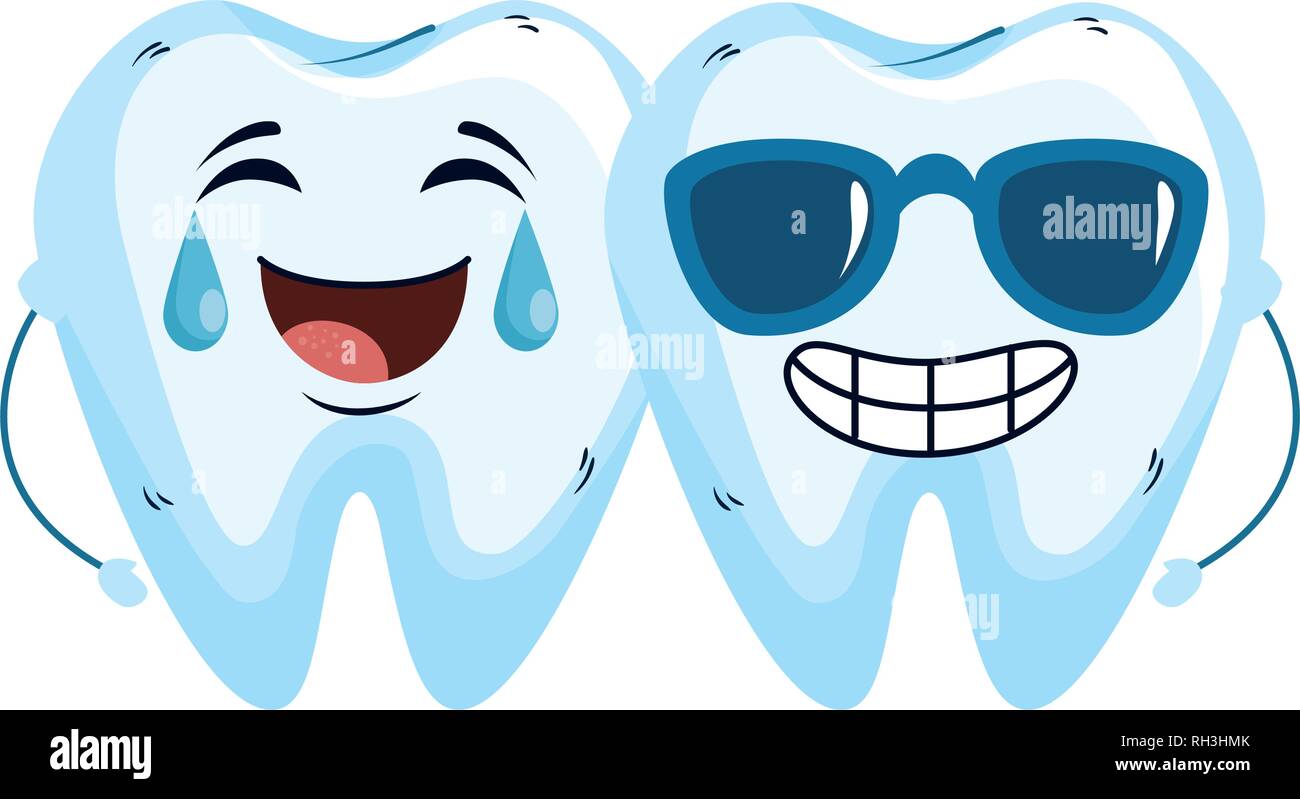 comic teeth couple with sunglasses kawaii Stock Vector Image & Art - Alamy