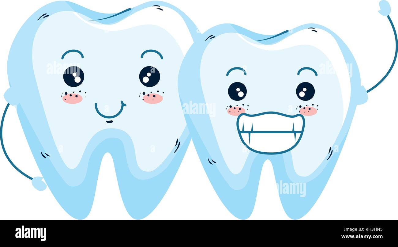 comic teeth couple kawaii characters Stock Vector Image & Art - Alamy