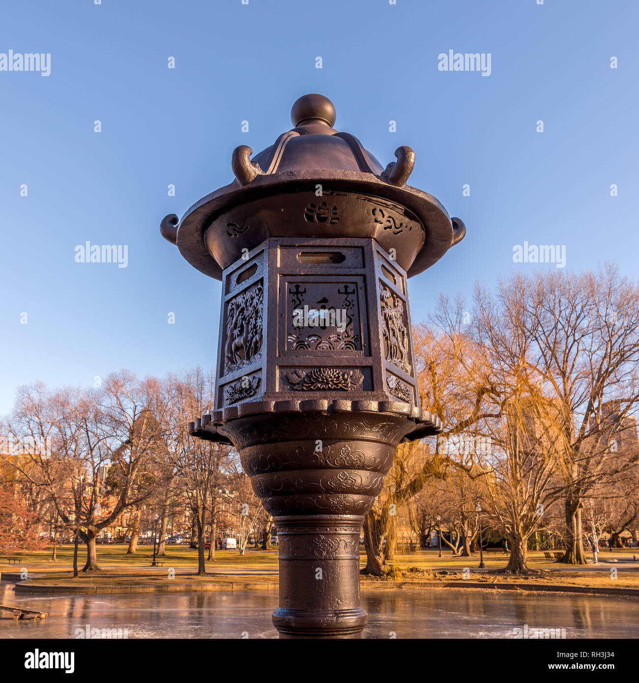 Japanese Lantern Sculpture in Boston Public Garden/Boston Common Stock ...