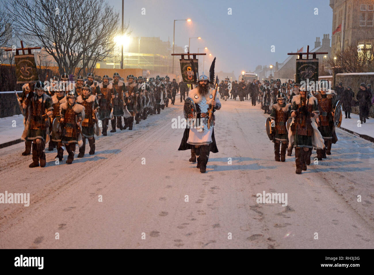 The 2019 Up Helly Aa fire festival held in Lerwick Shetland in January ...