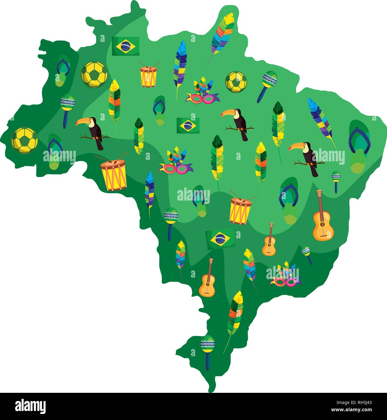 brazilian map with culture icons Stock Vector Image & Art - Alamy