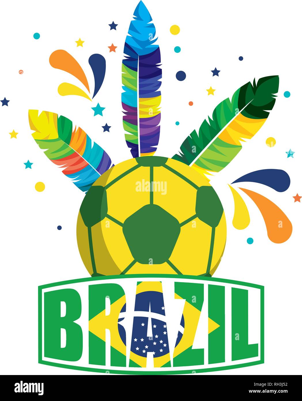 soccer ball with brazil feathers Stock Vector Image & Art - Alamy