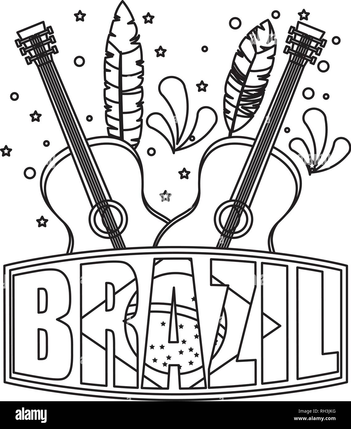 brazilian label with flag and guitars Stock Vector Image & Art - Alamy
