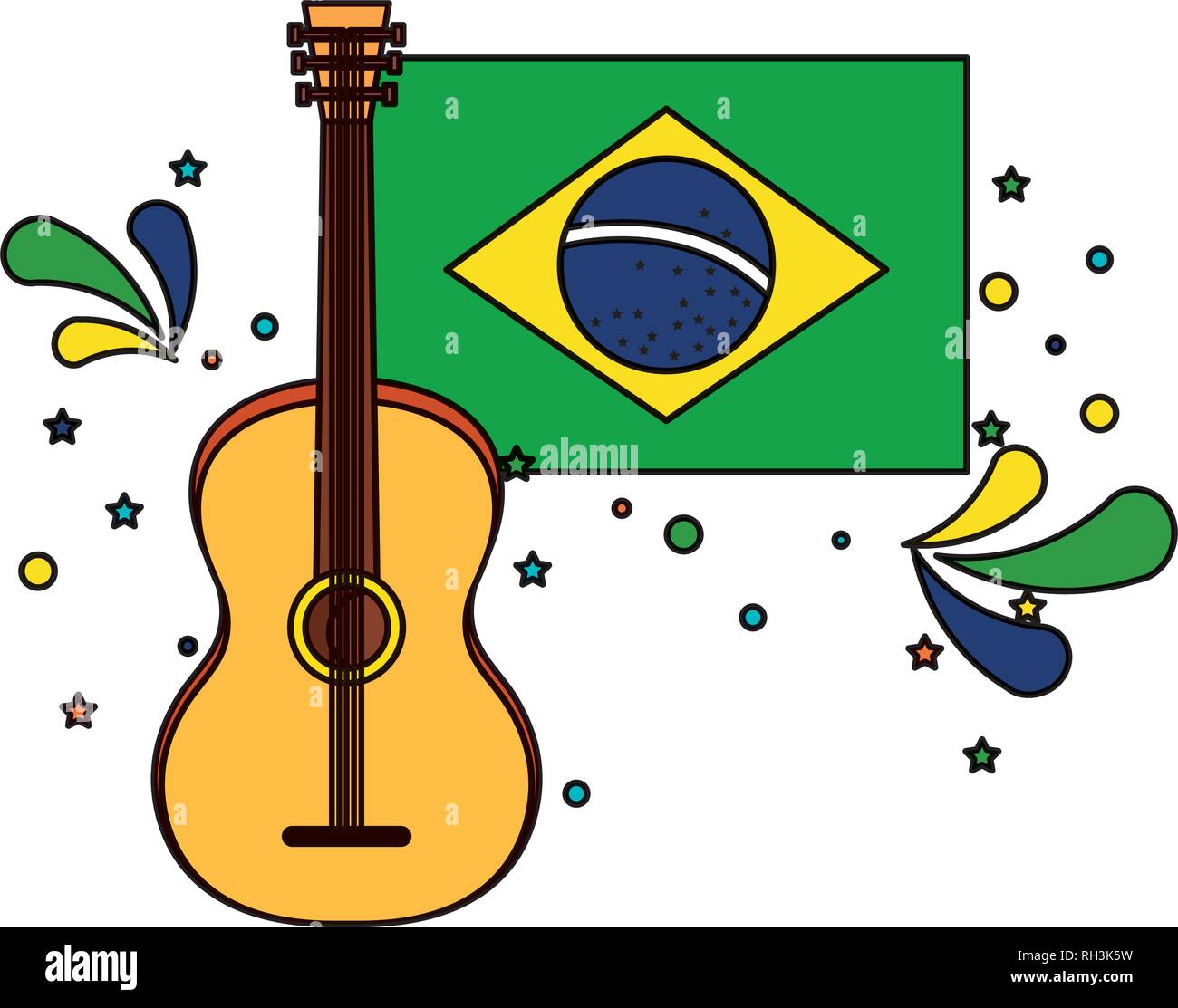 brazilian flag with guitar Stock Vector Image & Art - Alamy