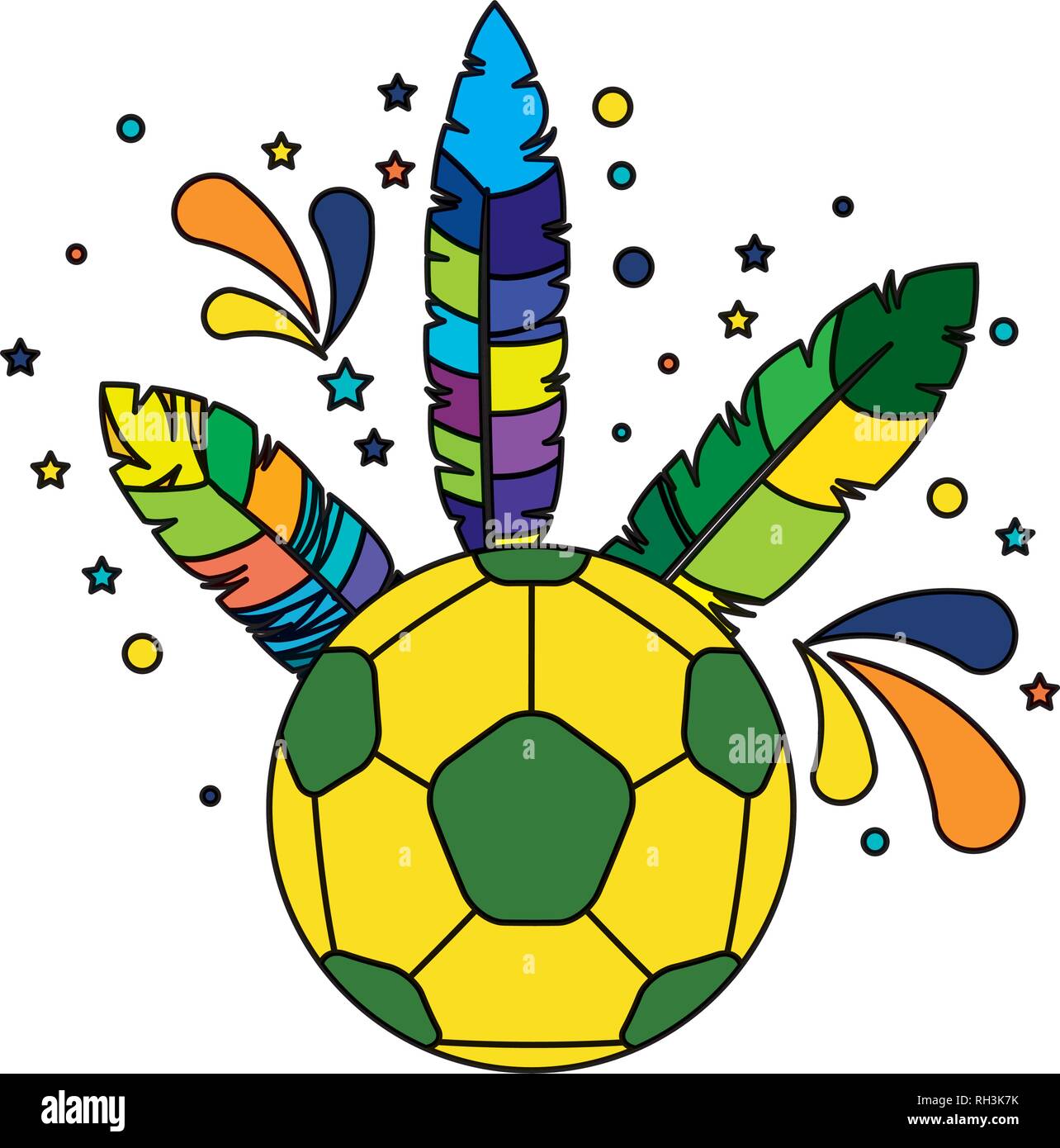 soccer ball with brazil feathers Stock Vector Image & Art - Alamy