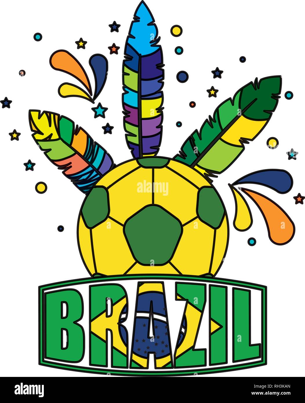 soccer ball with brazil feathers Stock Vector Image & Art - Alamy