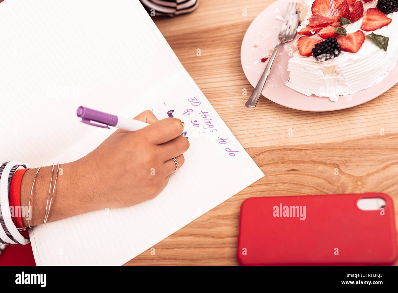 Top view of a notebook lying on the table Stock Photo - Alamy
