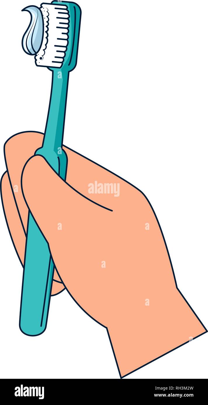 hand with tooth brush Stock Vector Image & Art - Alamy