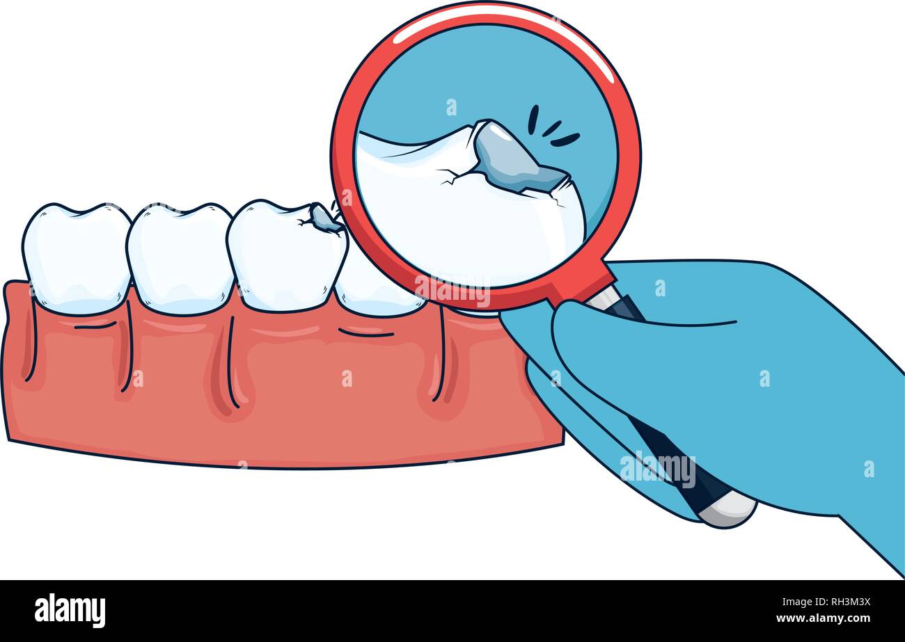 human teeth with magnifying glass Stock Vector Image & Art - Alamy