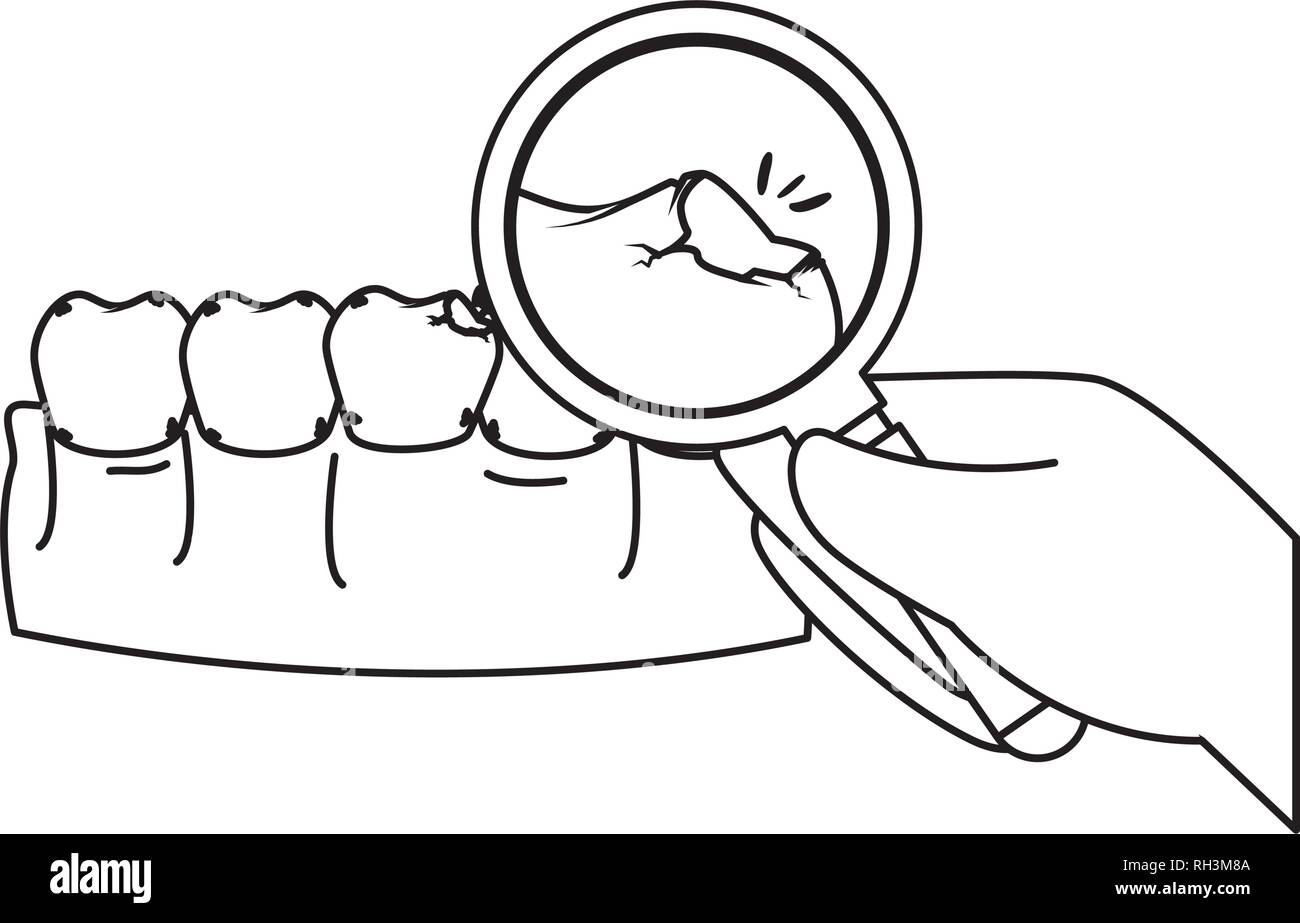 human teeth with magnifying glass Stock Vector Image & Art - Alamy