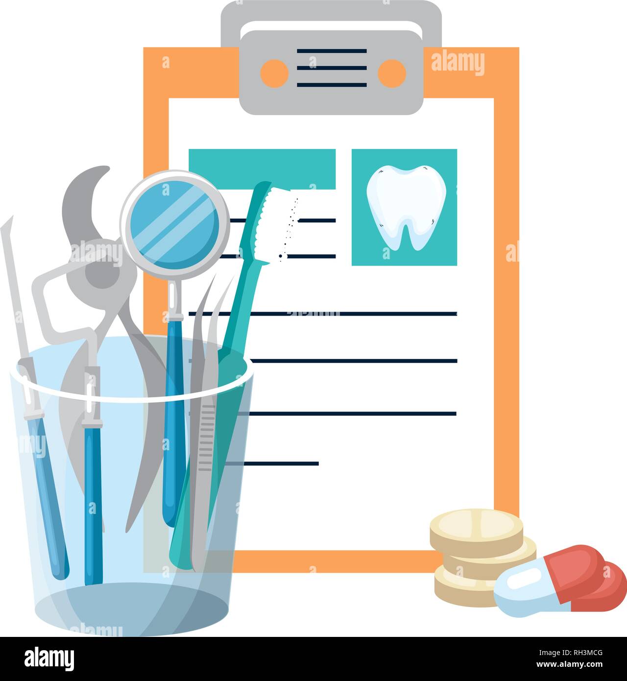 dentist tools in glass and clipboard Stock Vector Image & Art - Alamy