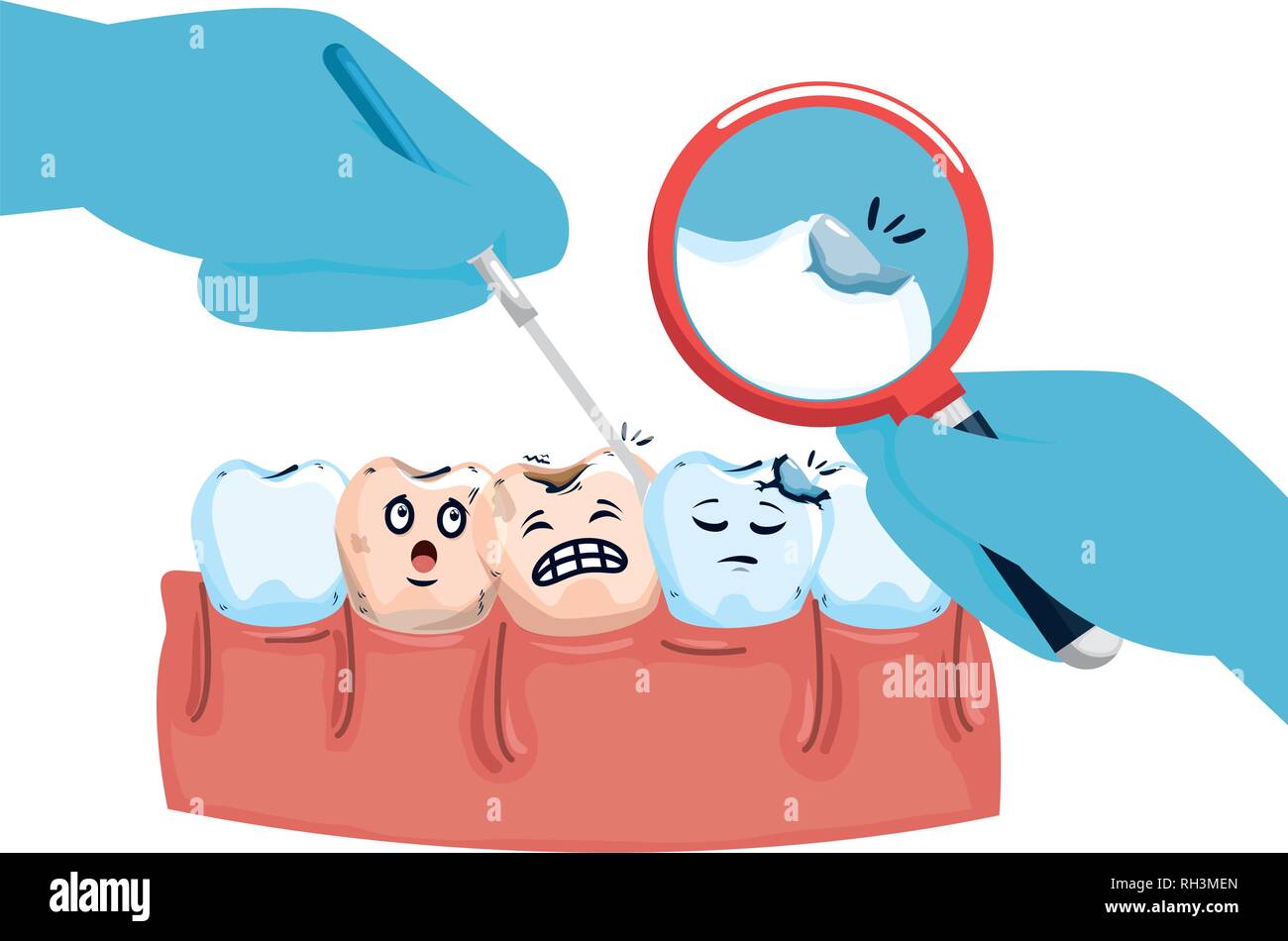 human teeth with magnifying glass Stock Vector Image & Art - Alamy