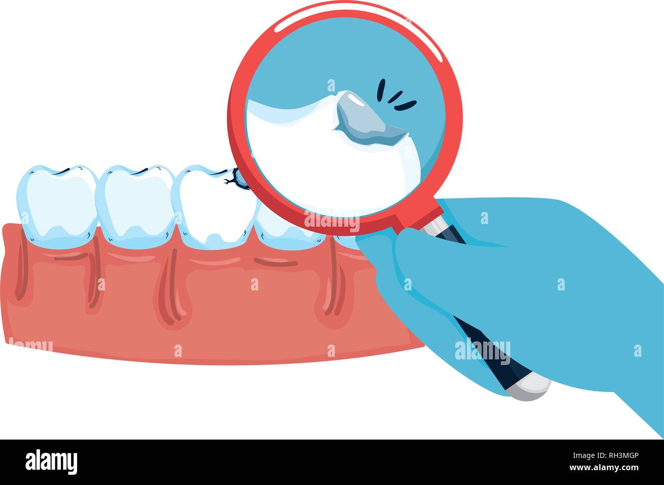 human teeth with magnifying glass Stock Vector Image & Art - Alamy