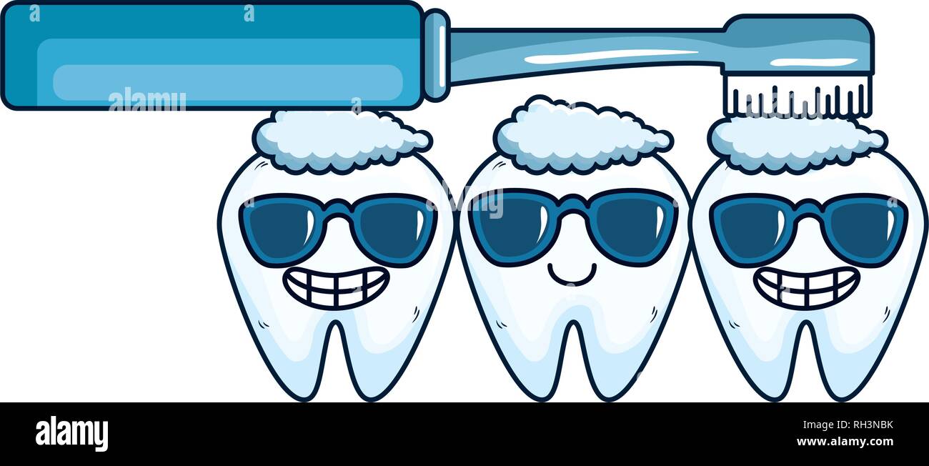 comic teeth with brush kawaii characters Stock Vector Image & Art - Alamy
