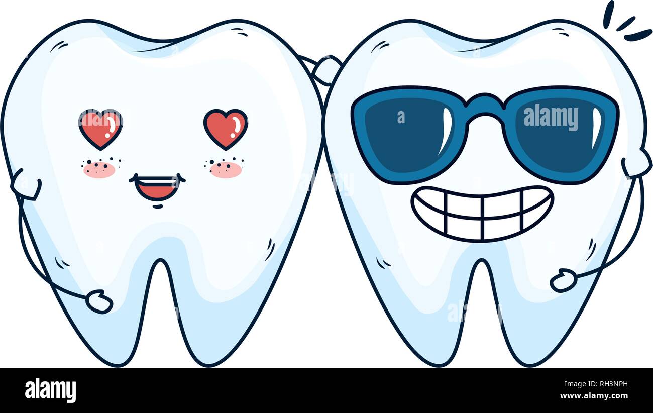 comic teeth couple with heart kawaii Stock Vector Image & Art - Alamy