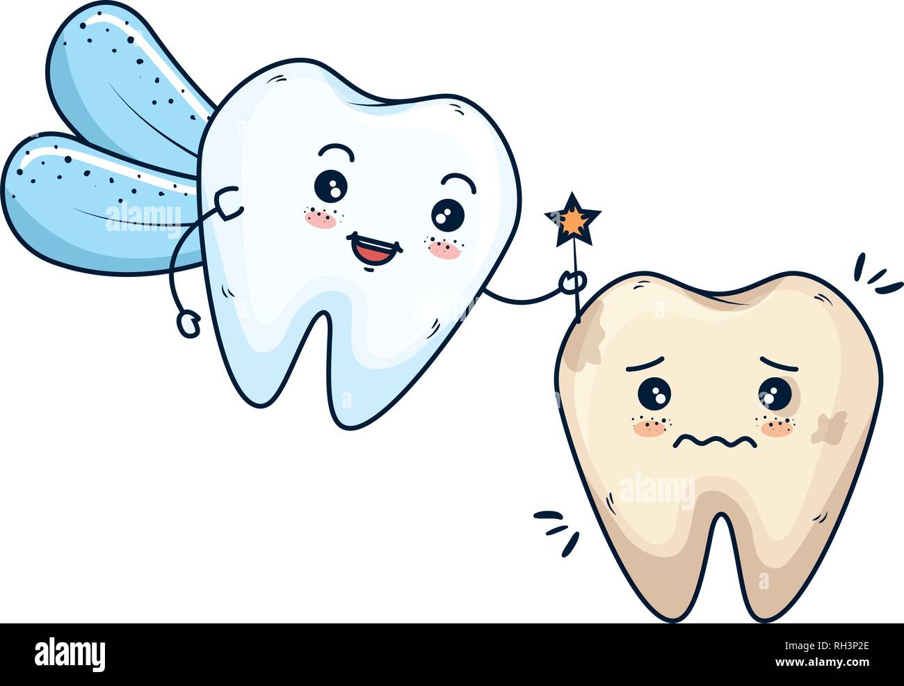 comic teeth couple with fairy kawaii characters Stock Vector Image ...