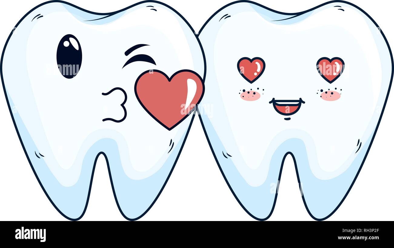 comic teeth couple with heart kawaii Stock Vector Image & Art - Alamy