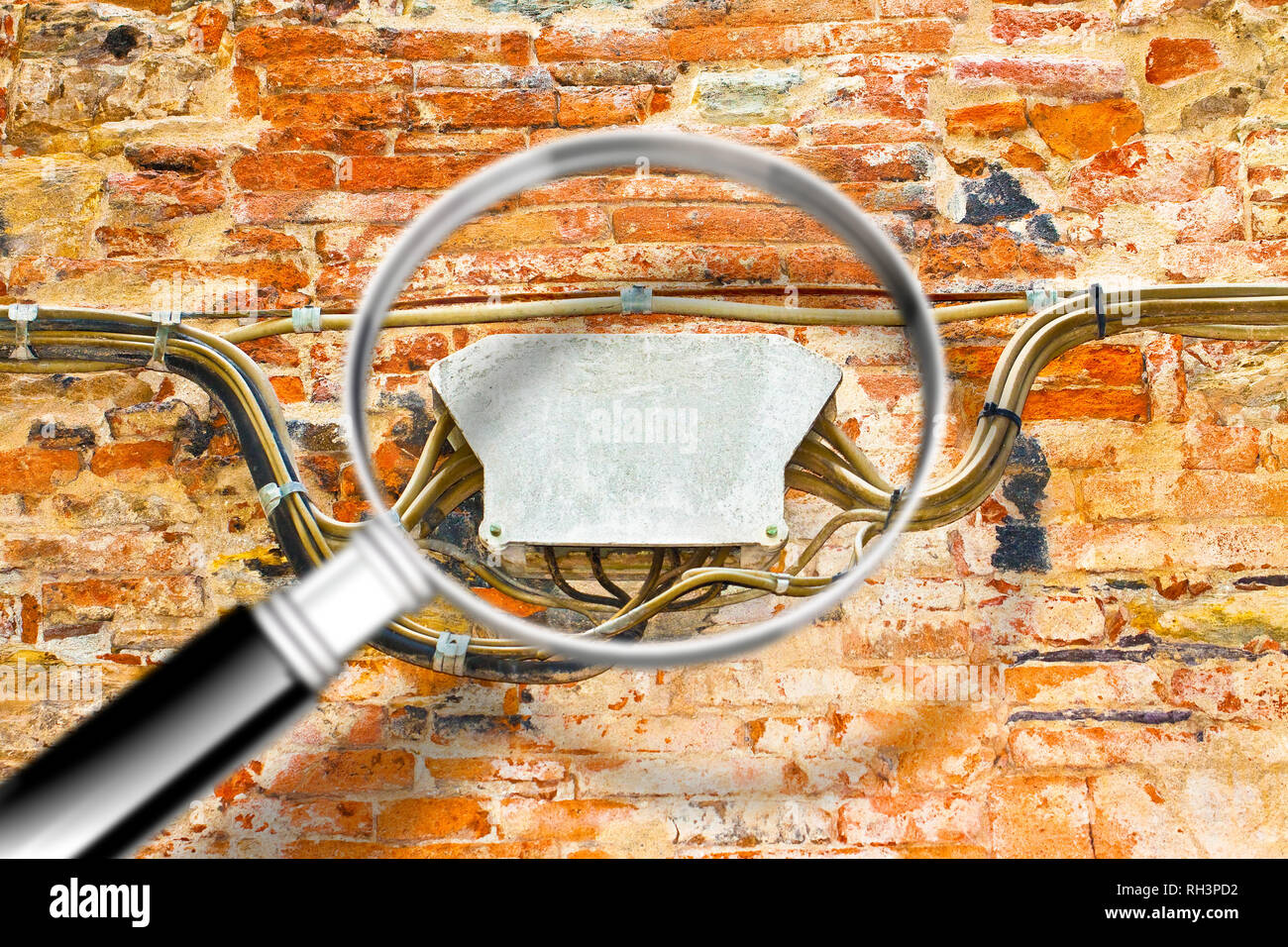 Electrical power and telephone cables with protection junction box ...