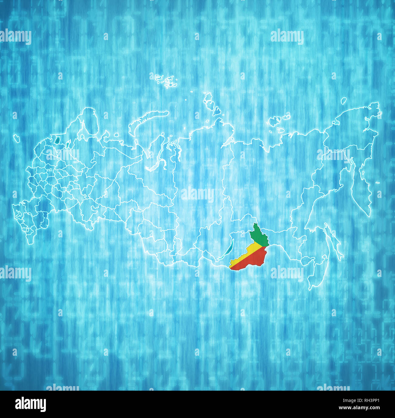 emblem of Zabaykalsky Krai on map with administrative divisions and ...