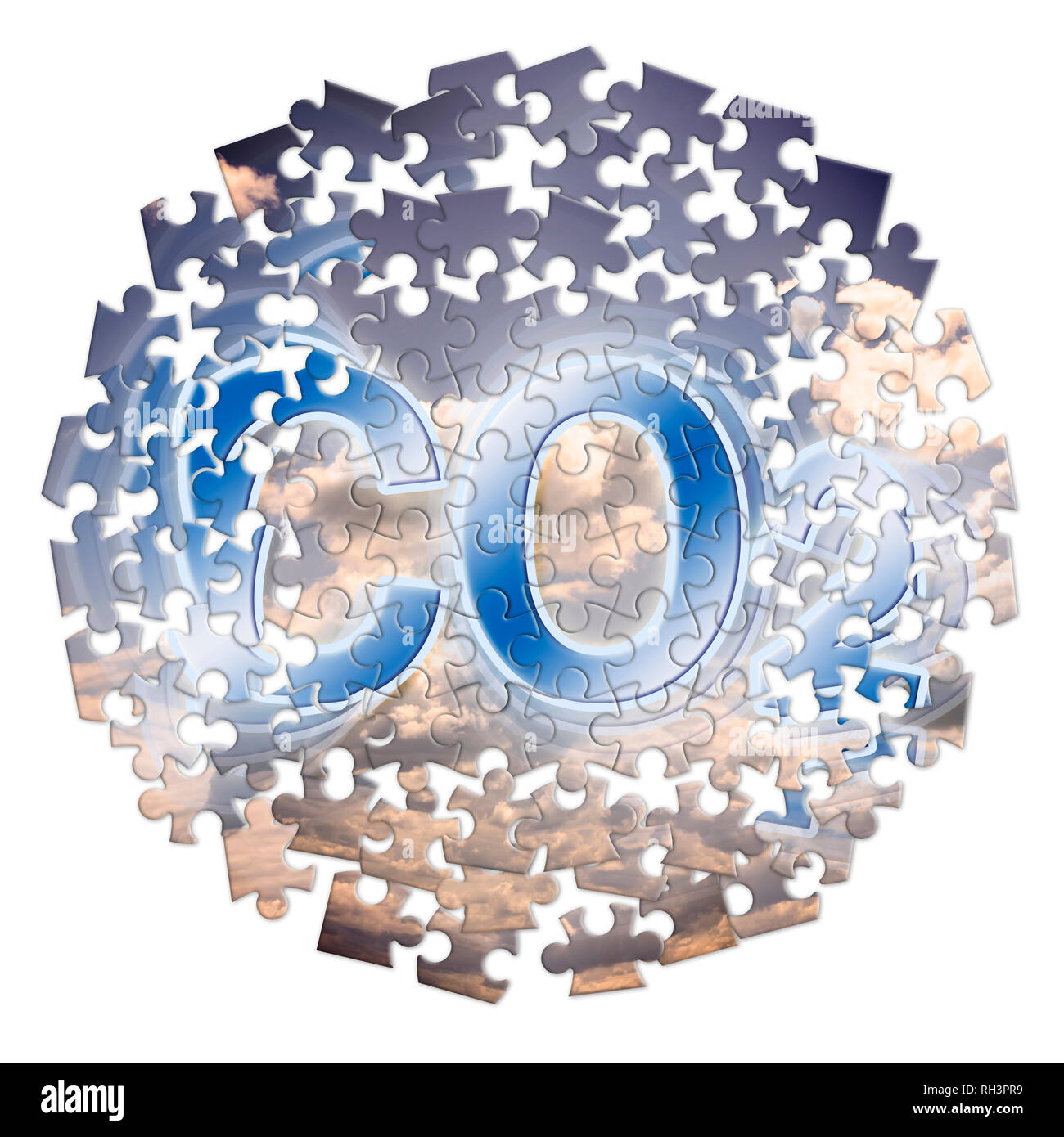 Reduction of CO2 presence in the atmosphere - jigsaw puzzle concept ...